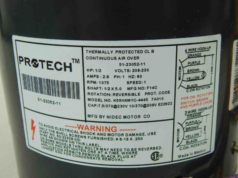 Protech K055MYC4445862J, 51-23052-11 Motor 1/2HP, 208-230V, 48 Frame, 1 ...