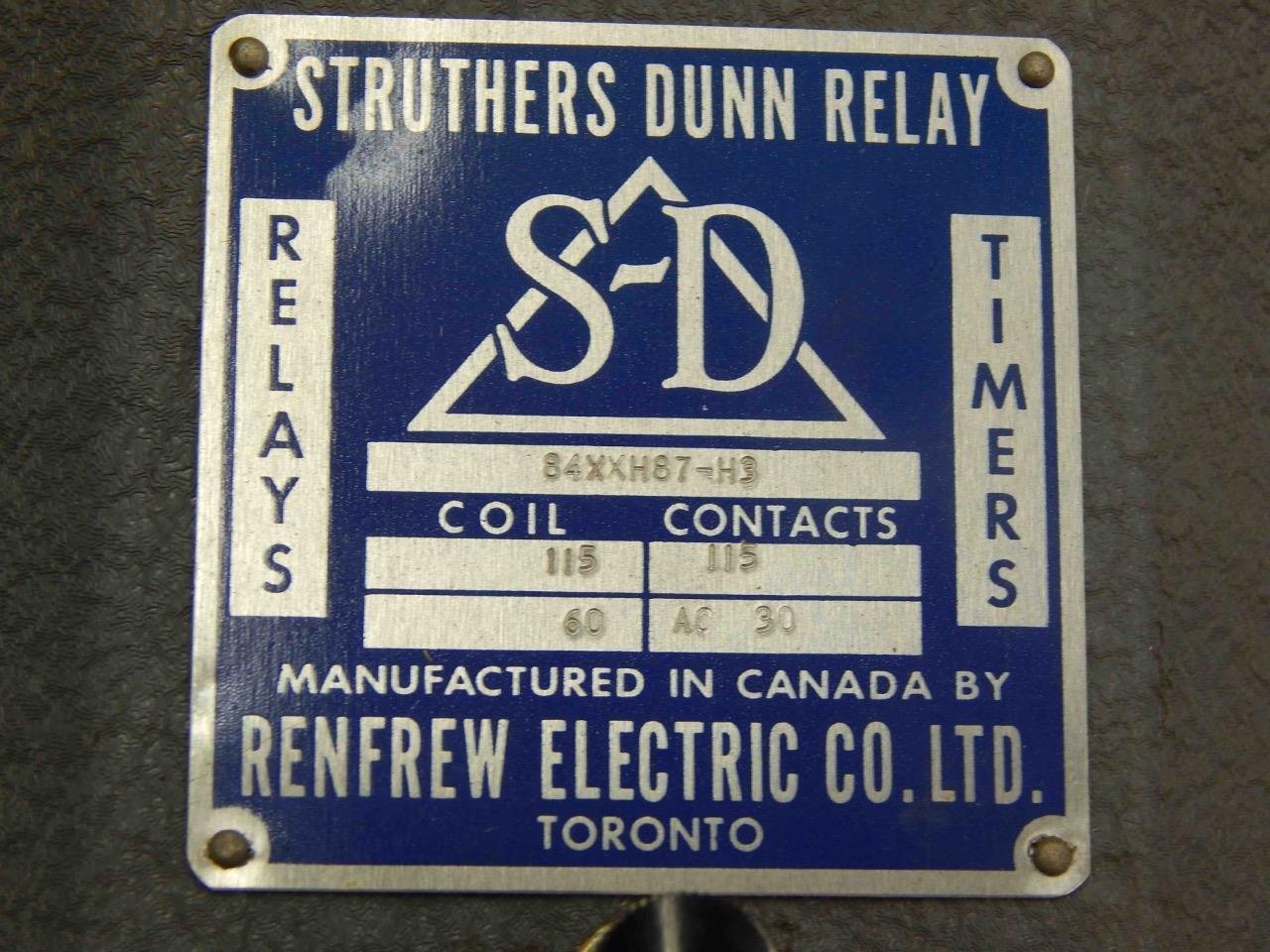 #303 Struthers-Dunn Relay 84XXH87-H3 115V Coil 115V Contacts NEW, no ...