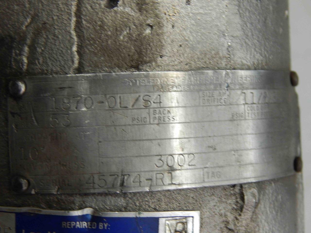 #56 Teledyne Farris 1870-0L/S4 1-1/2" x 2" Safety Relief Valve 1870-0L ...
