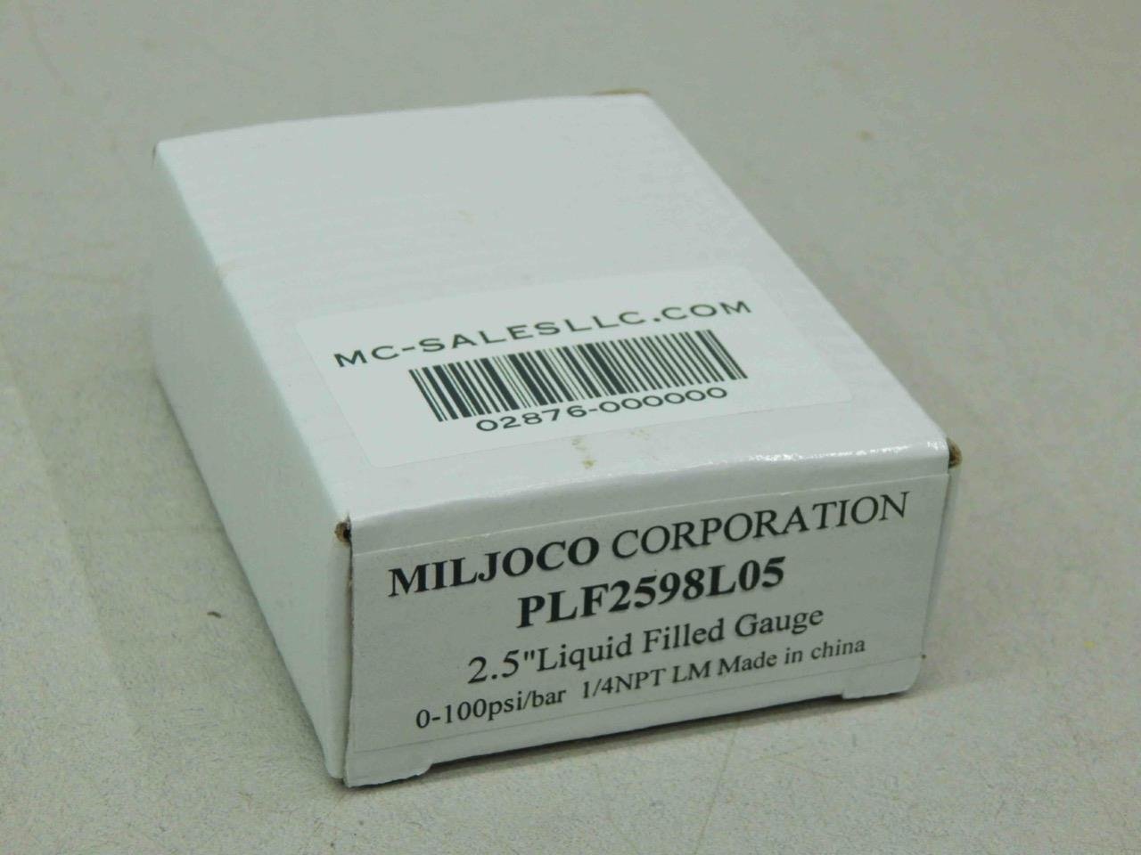 Miljoco PLF2598L05, Pressure Gauge, Liquid Filled, 0-100 PSI, 2.5" Face ...